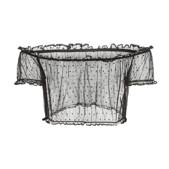Tops | Sexy Black Lace Crop Top Transparent Shoulders Off | Poshmark